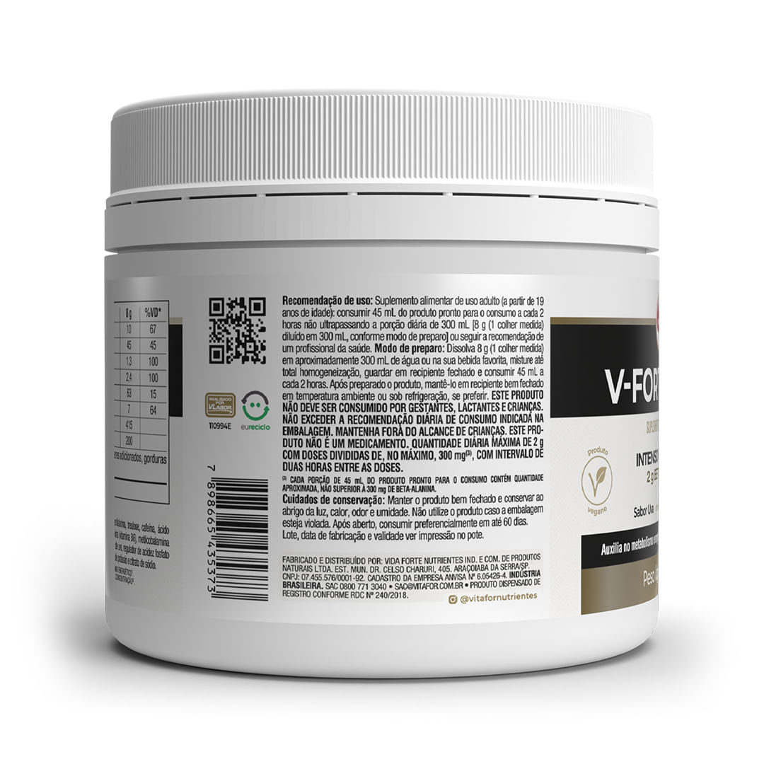 V-FORT® ULTRA: Pré-Treino Completo - 240g Sabor Uva - Vitafor